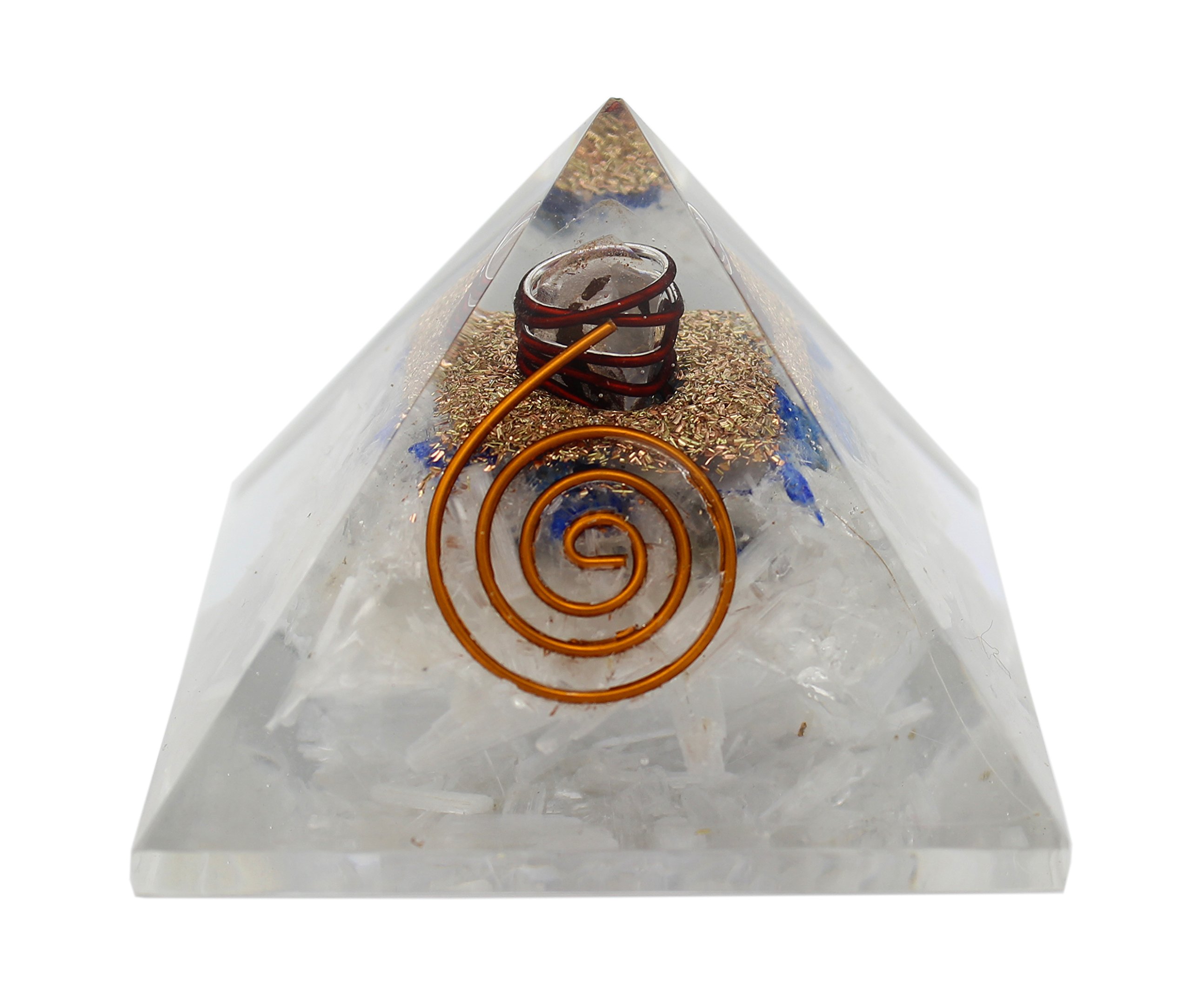 Charged Chakra New Orgone Lapis Lazuli & Selenite Pyramid Crystals Gemstones Copper Metal Mix Reiki Chakra