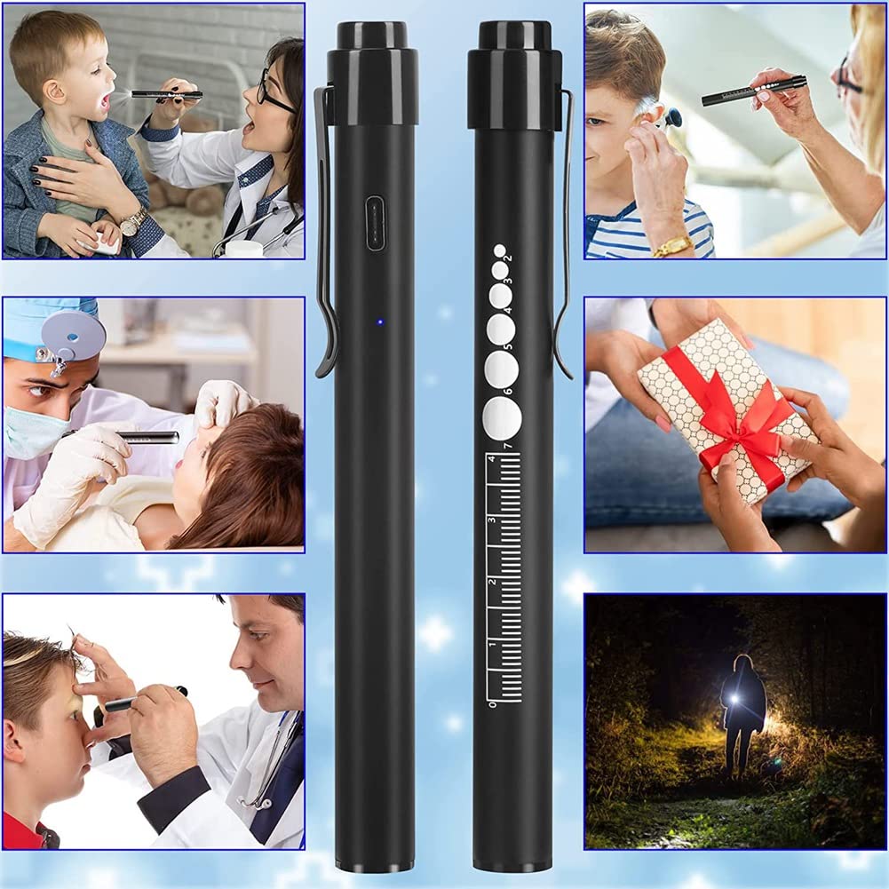 Hlsicnalm Pen Light Rechargeable Pen Light with Pupil Gauge LED Penlights USB Rechargeable Penlight Gifts for Nurses Nursing Student