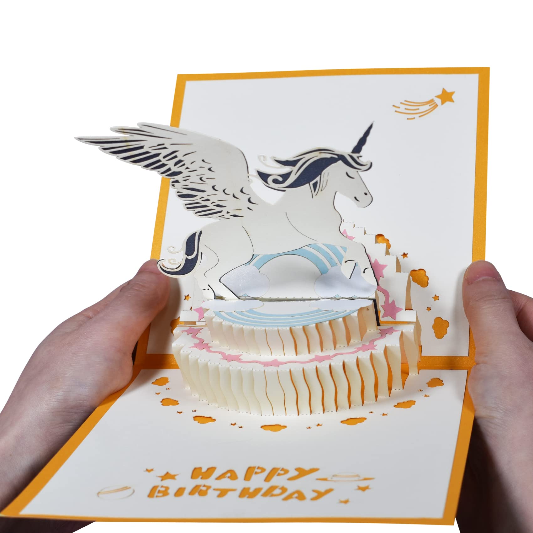 Magic Ants Pegasos Birthday Cake Pop Up Card - 3D Greeting Card, Happy Birthday Card, Funny Birthday Gift Card,Pop Up Pegasos Card,Pop Up Gift Cards,Popup Birthday Card(Gold)