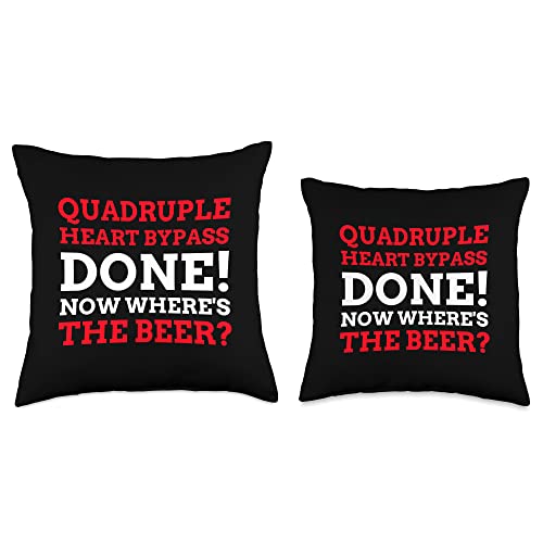 Funny Quadruple Heart Bypass Surgery Gifts Funny Quadruple Heart Bypass Throw Pillow, 18x18, Multicolor