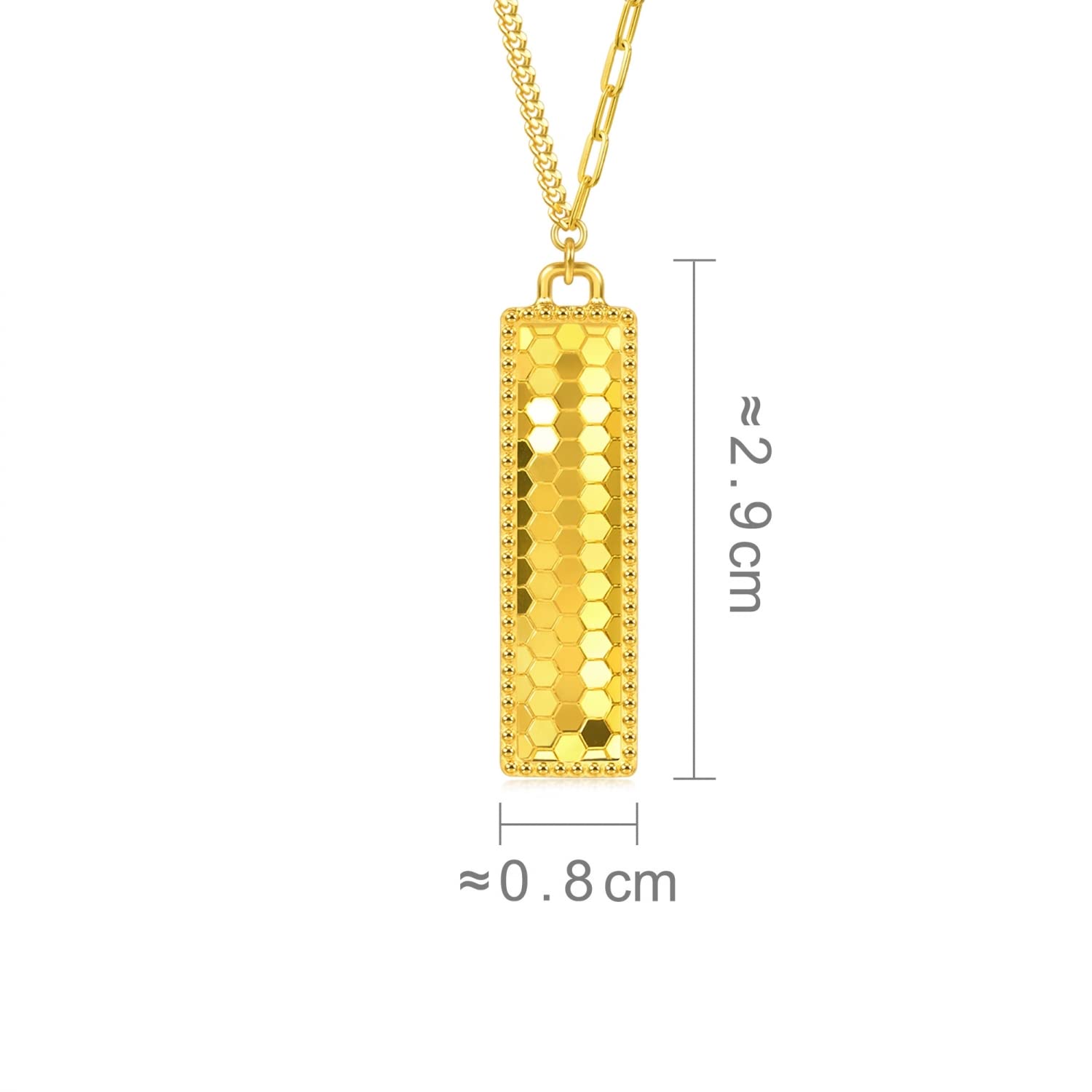 CHOW SANG SANG Dazzling Mirror Gold 999.9 24K Solid Gold Price-by-Weight Gold Simple Rectangle Necklace for Women 93401N (Approx. 0.21tael (~7.86g), 18.5", (47 CM))