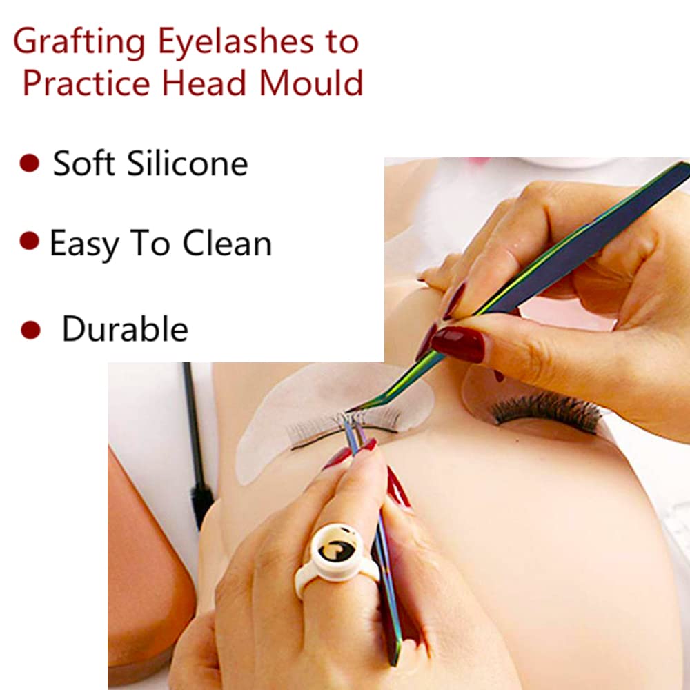 Lash Mannequin Head, Practice Training Head,for Make Up and Lash Extention,Cosmetology Doll Face Head,Soft-Touch Rubber Practice Head,Easy to Clean by Skincare Essential Oil. (Skin colour)