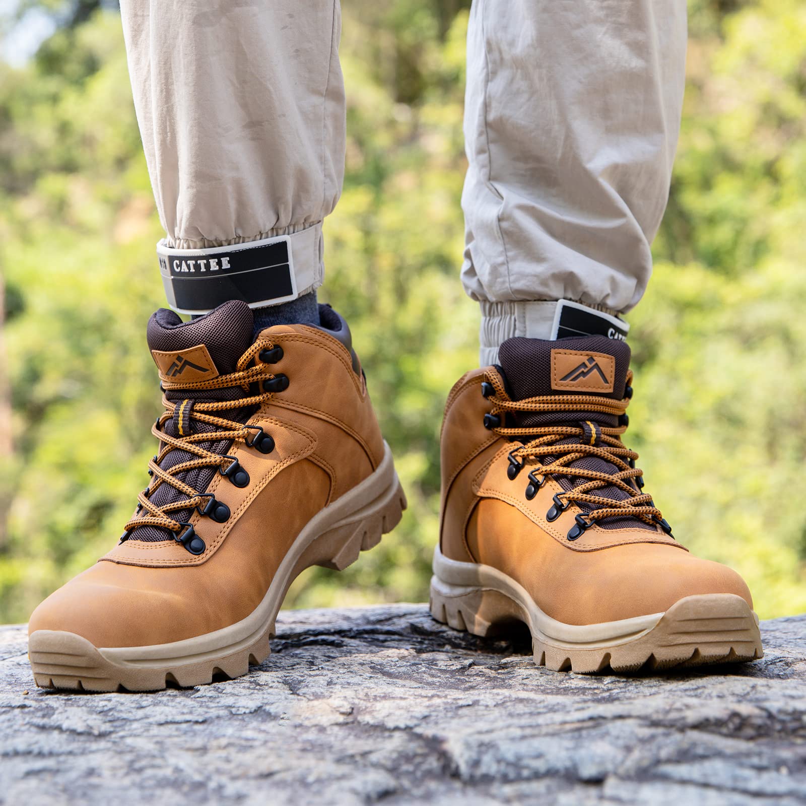 CC-Los Men's Waterproof Hiking Boots Mid-top Boots Lightweight Non-slip High-Traction Grip 7.5-14