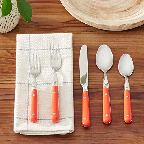 Ginkgo International Le Prix 20-Piece Stainless Steel Flatware place Setting, Persimmon, Service for 4