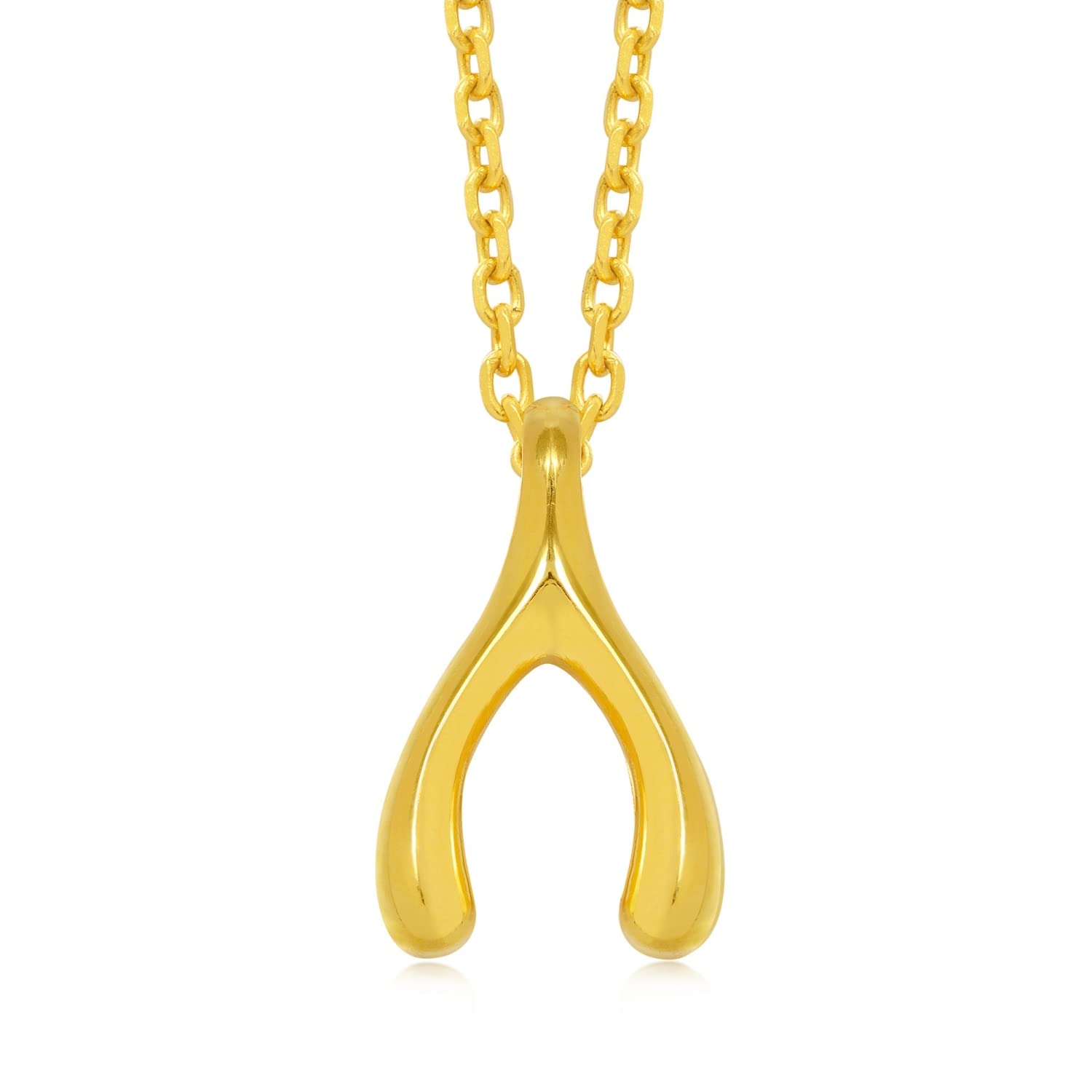 CHOW SANG SANG 999.9 24K Solid Gold 0.74g Price-by-Weight Gold Wishbone Pendant for Women 89536P | [Not Include the Necklace]