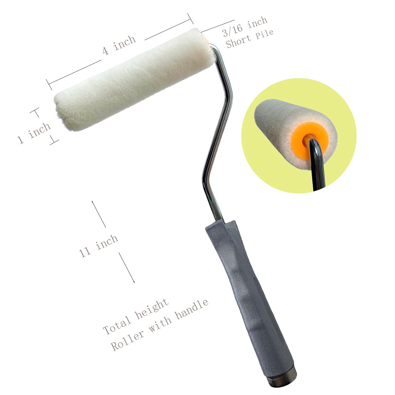 Magimate Small Paint Roller Set with Short Nap Roller Covers, 2 inch Paint Brush and Mini Paint Tray for Household Painting Touch-ups, Cabinet and Craft β 4 inch Paint Roller Kit (7-PK)