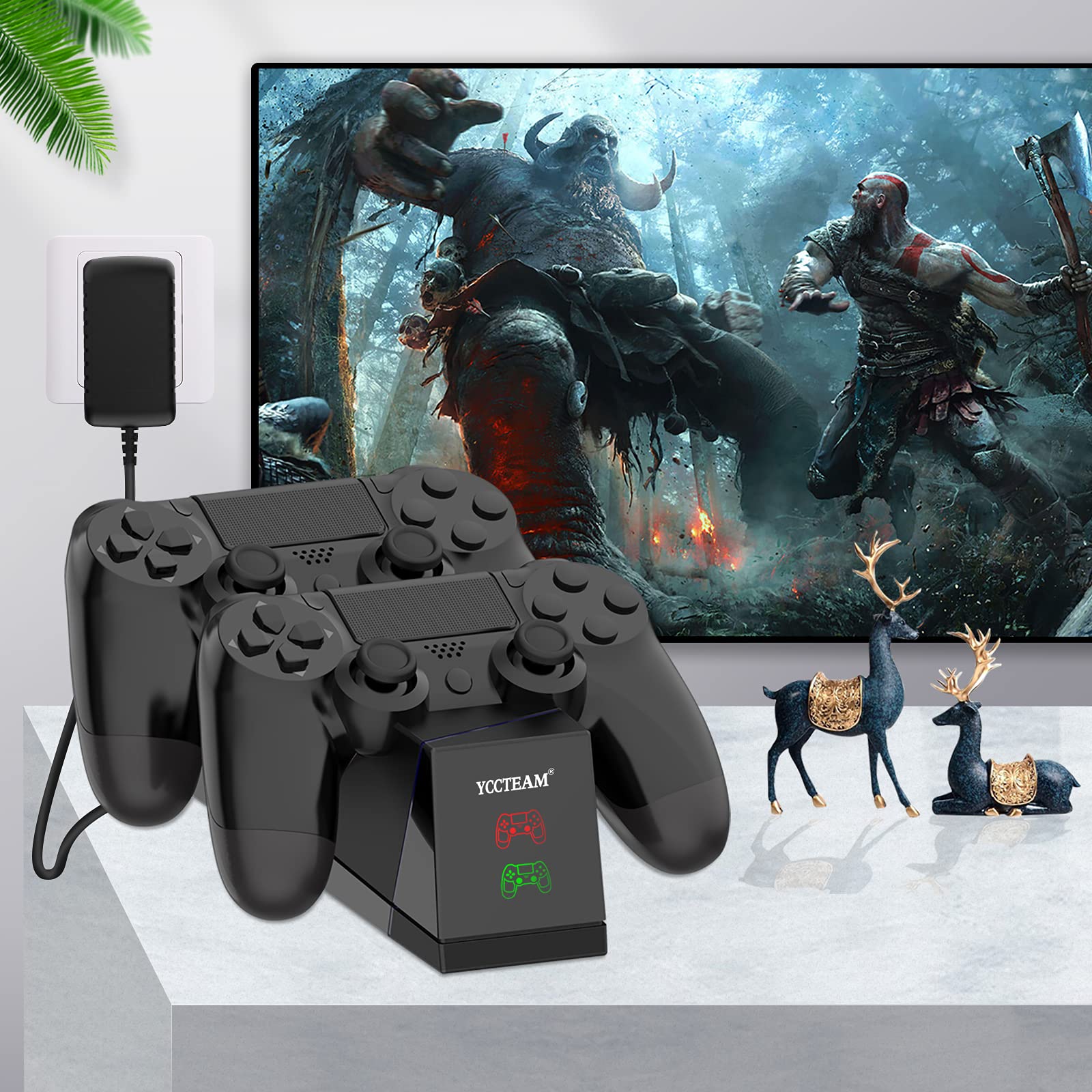 Charger Station for PS4 Controller, YTEAM Dual USB Charging Dock Station for PS4 /PS4 Slim /PS4 Pro Wireless Controller Fast Charging Station Stand with LED Indicator & Intelligent Chip Protection