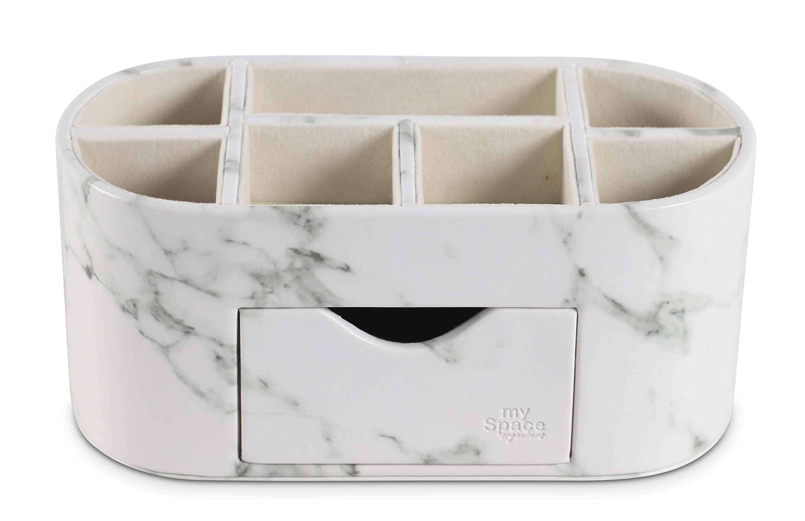 Marble Desk Organizer For Office Supplies Desk Accessories - Pencil Pen Holder Decor - Home School College Organization Desktop Caddy - Faux Leather