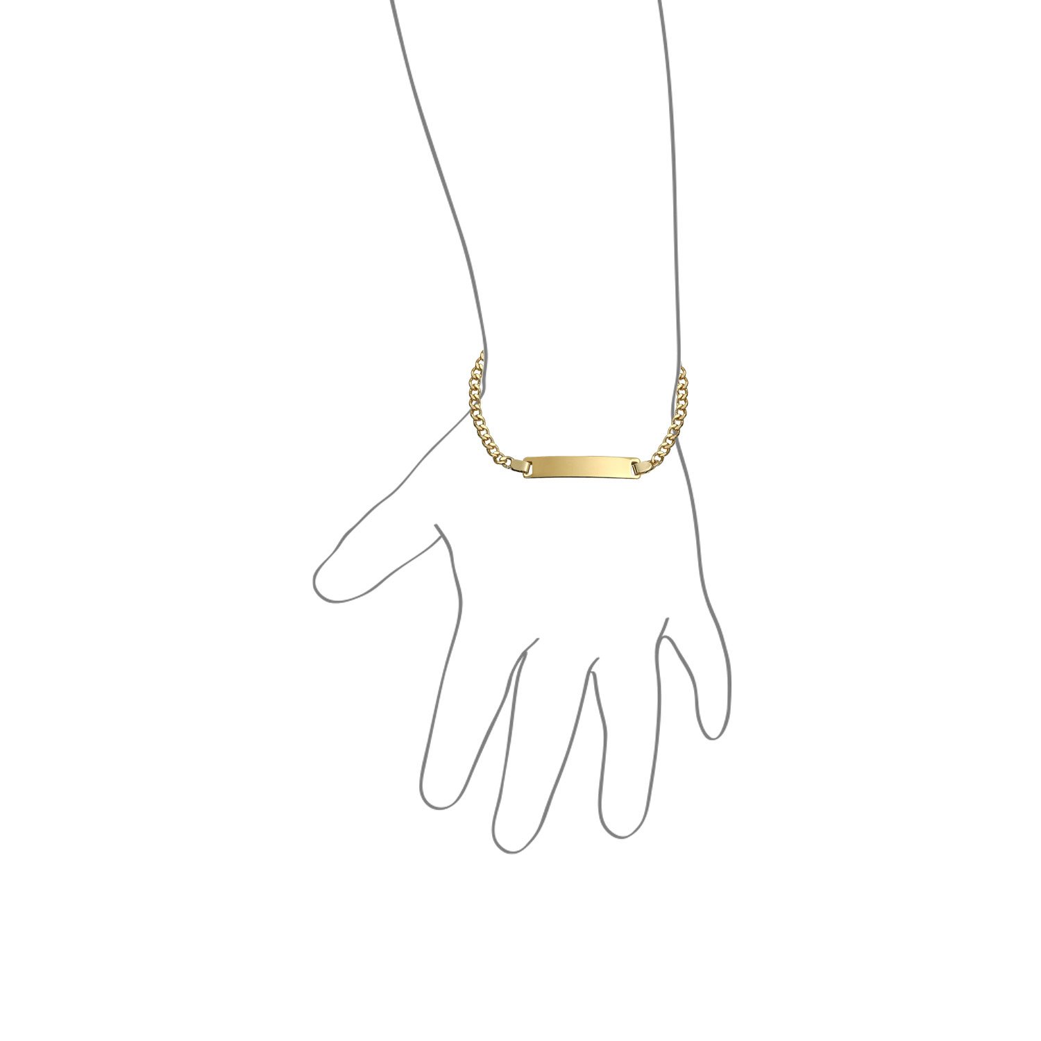 Bling Jewelry Personalized 18K Gold Plated Brass Tiny Identification Tag ID Bracelet Lightweight For Small Wrists 5 Inch Custom Engraved