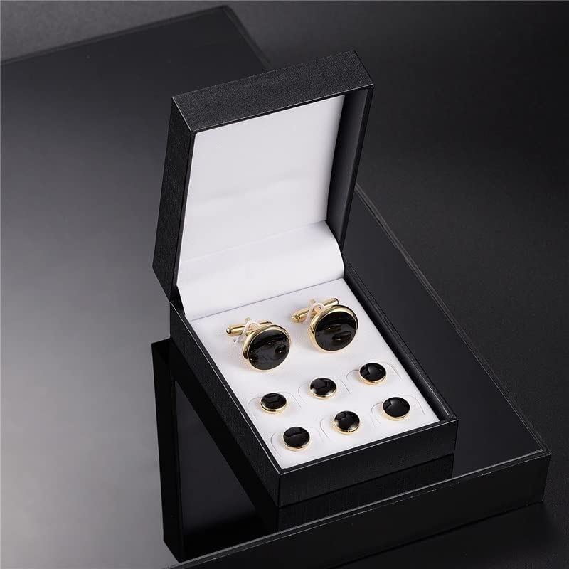 CCBUY Wedding Cufflinks Tuxedo Studs Set for Men Accessories 1Pair and 6 Pieces Husband's Shirt Gift