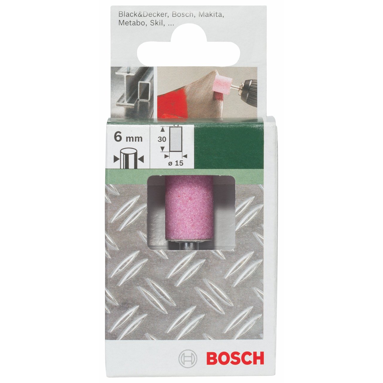 Bosch 2609256546 6 mm Diameter 15 x 30 mm Grinding Stone Cylindrical Shank 60 Grit