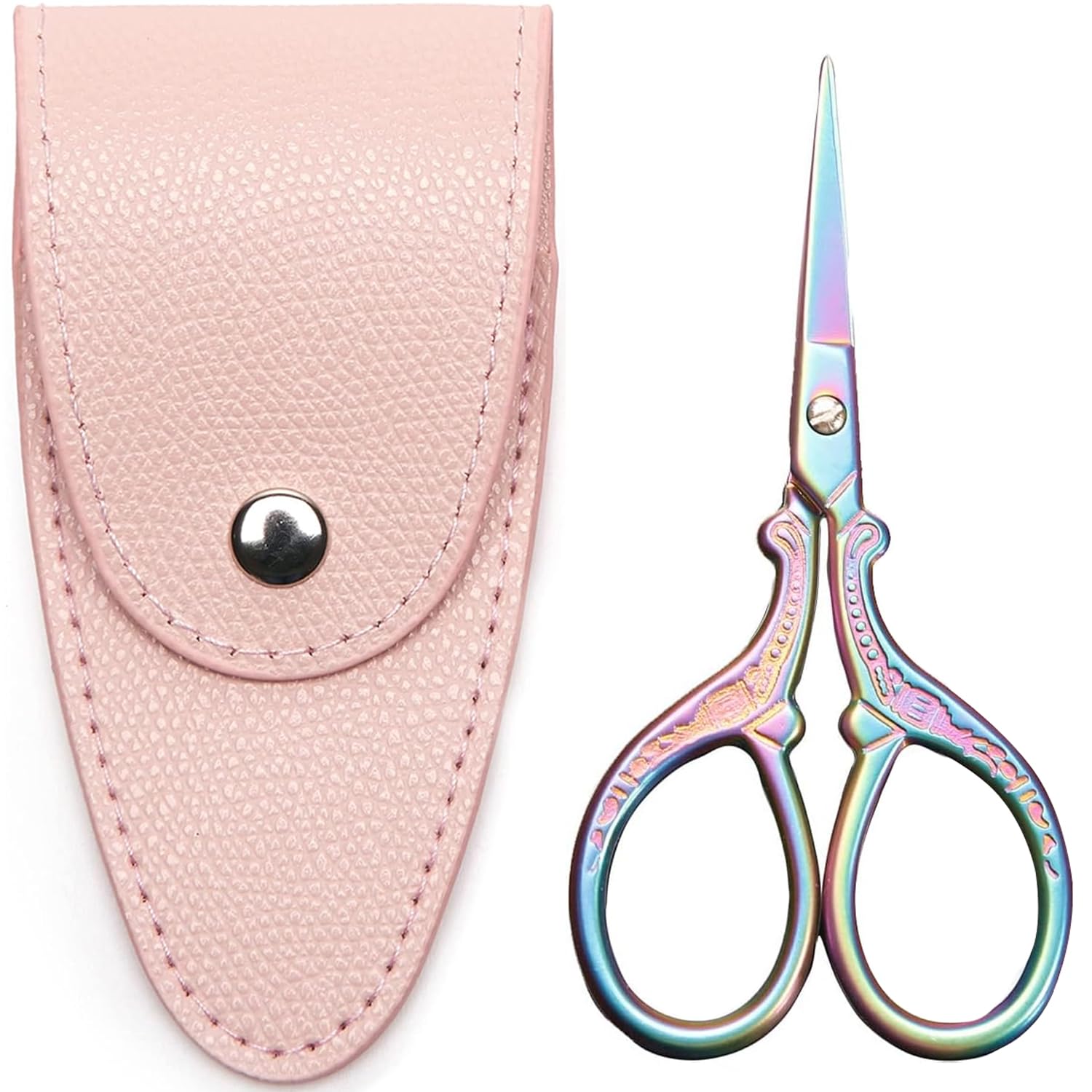 GAIFONGRE 3.6 inch Small Sewing Titanium Scissors with Cover,Crochet Scissors scissor,Travel scissors,Mini scissors in a pouch, Small Scissors All Purpose Everyday Use,Color Titanium