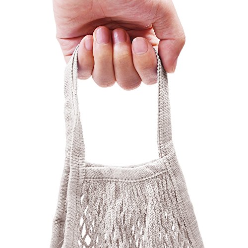 STONCEL Pack of 2 Cotton Net Shopping Tote Ecology Market String Bag Organizer (White)