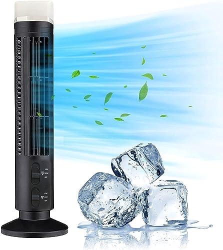 HWZQDJ Upgraded LED Tower Fan, Desktop Mini Vertical Conditioner with 2 Wind Speed Mode, Household Led Bladeless Tower Cooling Fan With Lighting Function, USB Charging Stand Up Tower Fan