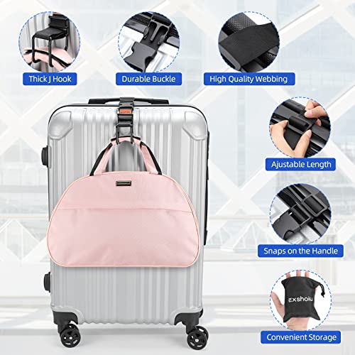 Luggage Hook Strap, J Hook Luggage Strap Flight Attendant with Hands Free, Adjustable Travel Luggage Straps for Add a Bag Hook (Black)