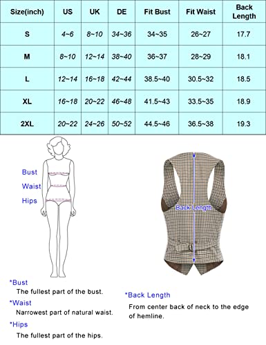 GRACE KARIN Blazers for Women Vintage Plaid Vest Suit Jackets for Renaissance Pirate Cosplay Teal