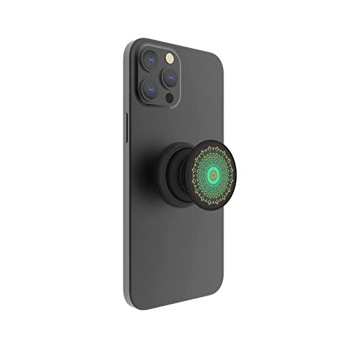 FAB POPS Magnetic Phone Grip with Collapsible AIRPOP Technology and built in Magnets Made in the USA Green Mandala