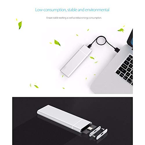 Cohvolr External Hard Drive Portable Hard Drive Box, Ultra Slim Hard Drive Type-C/USB3.1 Gen1 HDD case for Laptop, PC, Silver