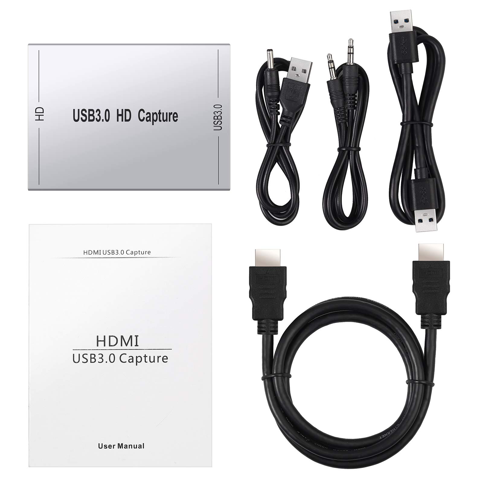 CAMWAY HDMI Game Capture Card USB3.0 Video Capture 1080P HDMI to USB3.0 Live Video Capture Game Capture with HDMI Loop-Out Support HD1080P 60HZ Windows YouTube Twitch for PS3 PS4 Xbox Wii U
