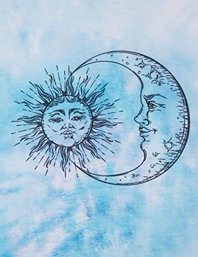 Remidoo Women's Short Sleeve Sun and Moon Print Tie Dye T Shirt Top Casual Tees Loose Blouse Blue Medium