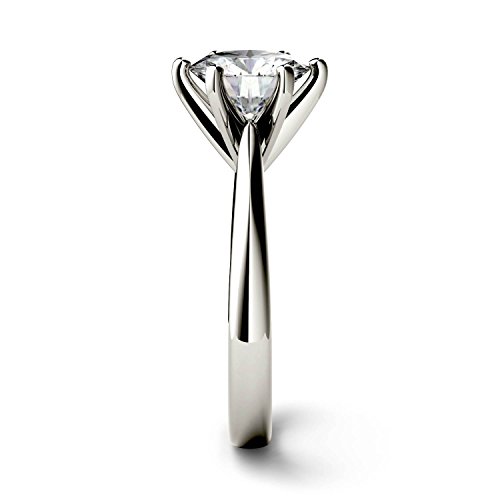 Charles & Colvard Forever One 8mm Round Cut Moissanite Engagement Ring for Women | 1.9 cttw DEW | Lab Grown | Solid 14K White Gold with Rhodium | Size 6
