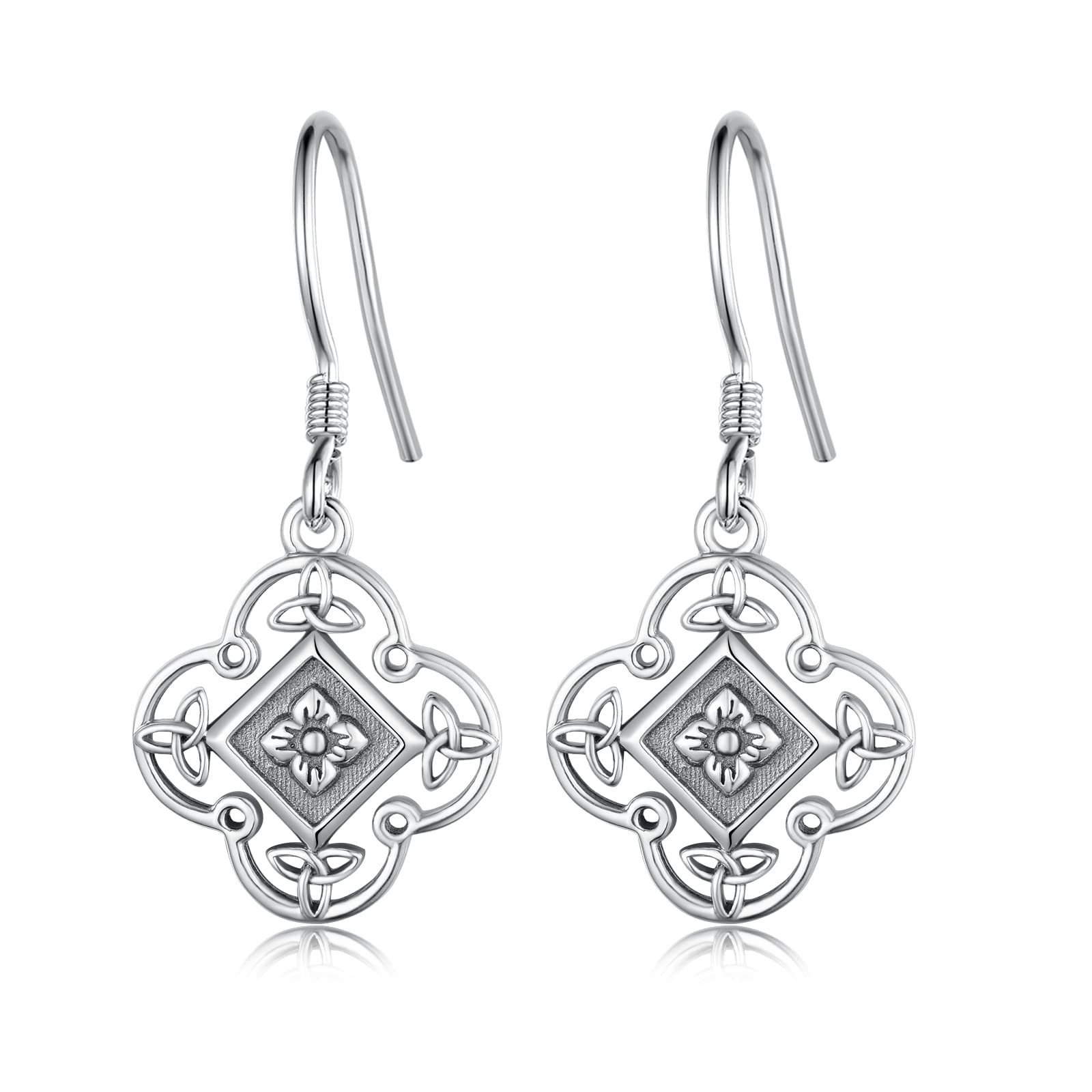 Celtic Knot Drop Earrings 925 Sterling Silver Irish Knot Vintage Dangle Earrings Celtic Knot Jewelry Gift for Women