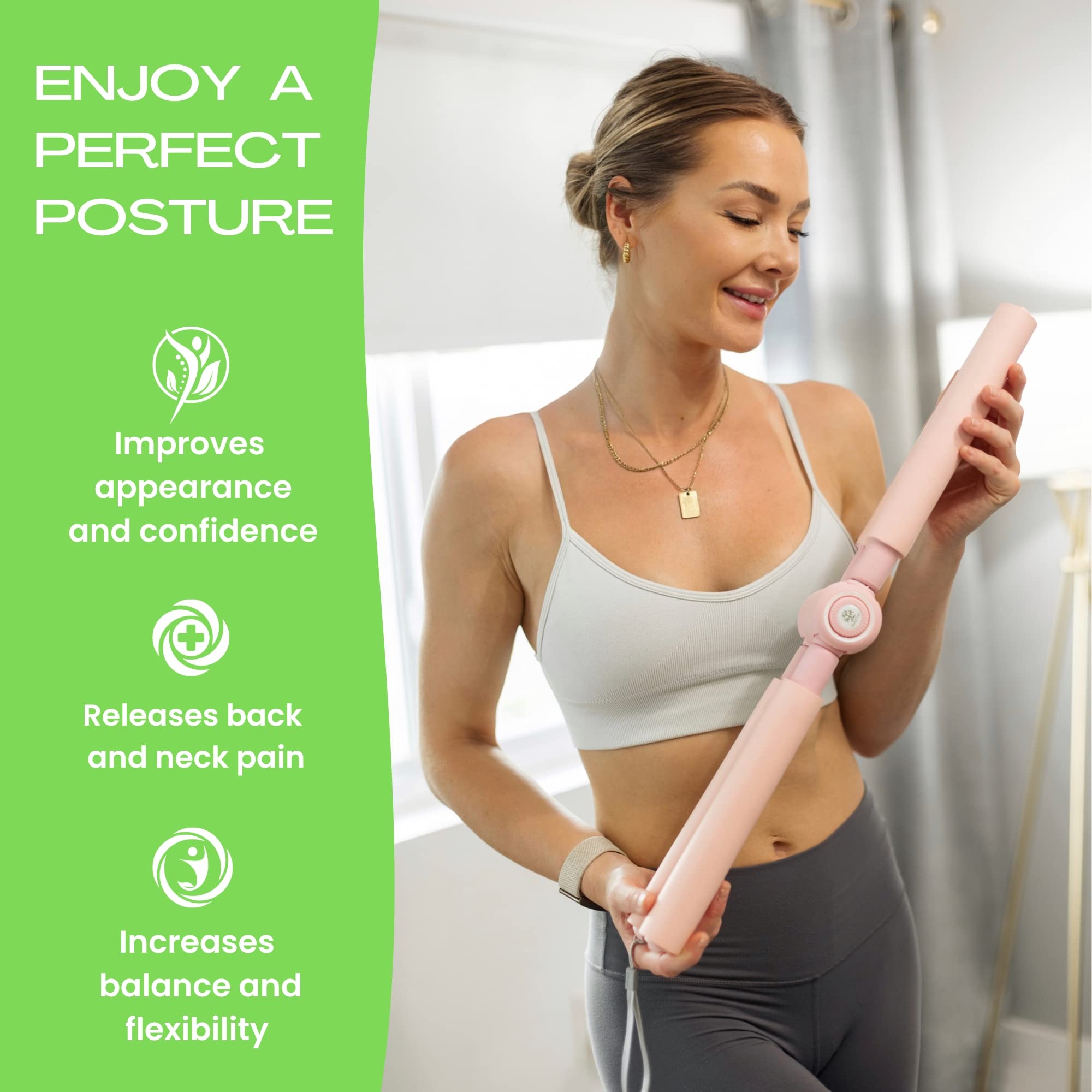 BodyTree Posture Corrector Yoga Cross Stick - Back Pain Relief for Men Women - Back Stretcher and Straightener for Upper and Lower Back - Stretch Pole - Neck Hump Cracker bar Cracking Device Brace