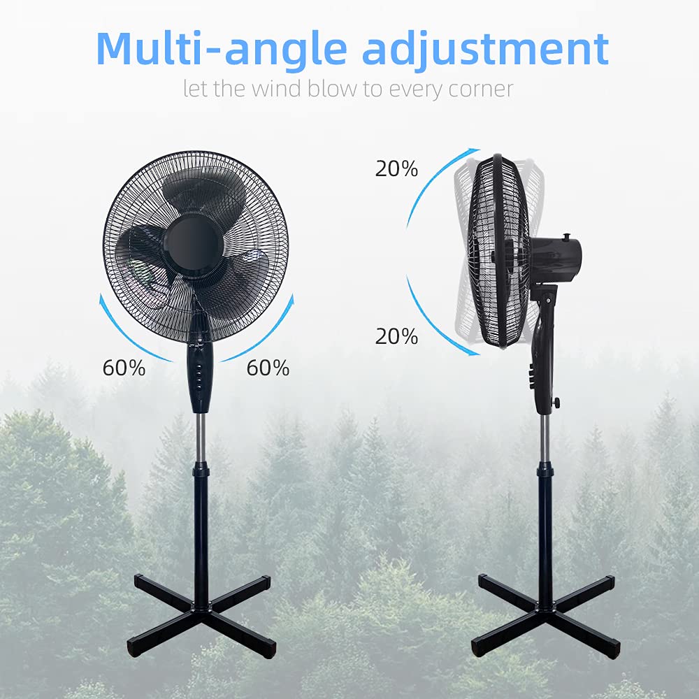 Meiwan 16″ Oscillating Pedestal Fan 3 Adjustable Speed Standing Fan for Indoor, Bedroom, Living Room, Home Office & College Dorm Use