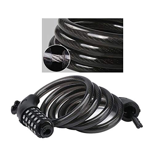 Bike Lock Bicycle Lock Chain ,5-Digit Combination Lock Core Steel Wire Bike Lock Security&Portable Bicycle Locks,1.1m x 1/2 inch (Black)