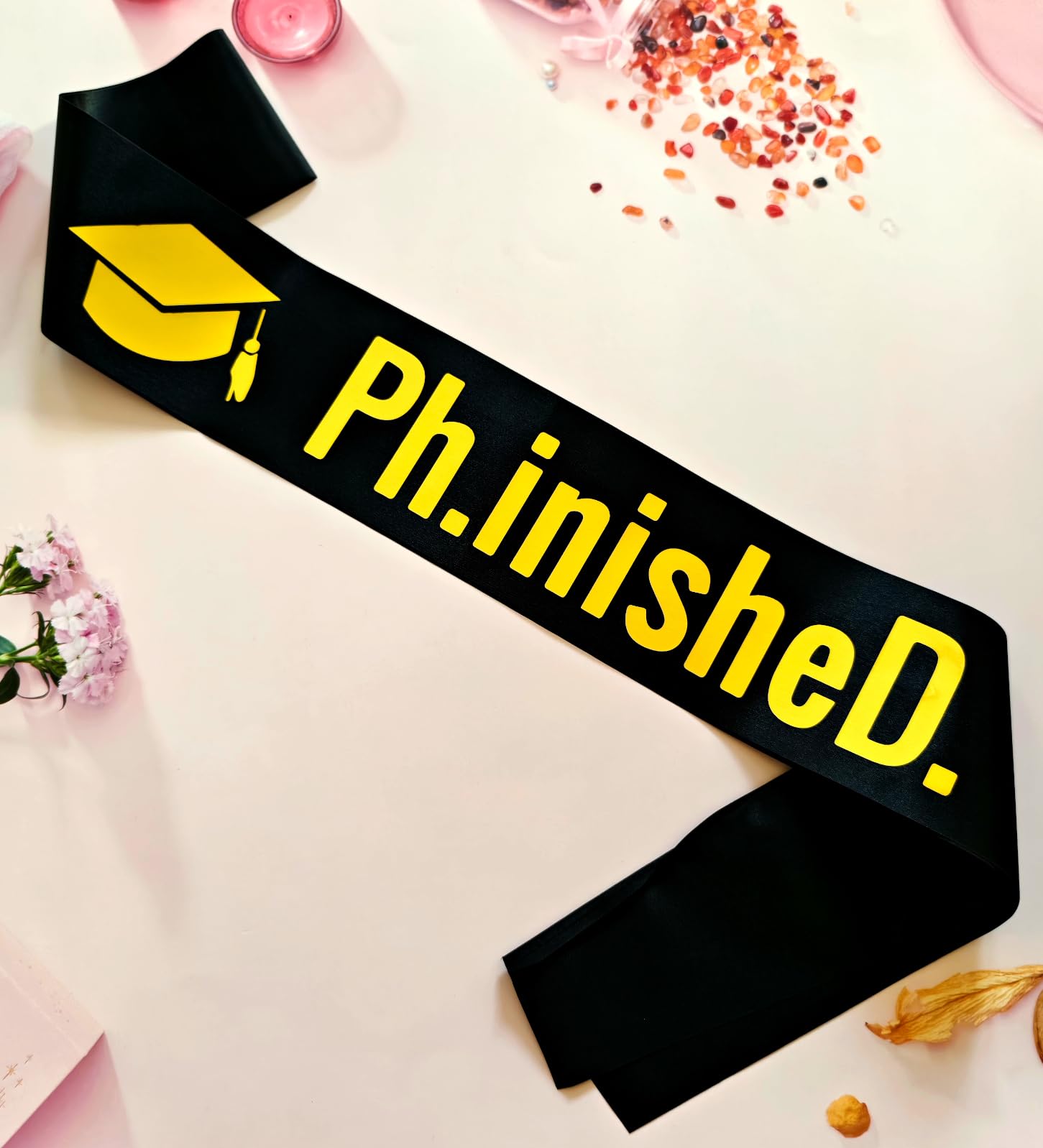 Magnusson's Garden PhD Graduation Sash, Ph.inisheD. Finished Phinally Done Graduation Gift for PhD Grads and Survivors, Class of 2024 Congrats Decor