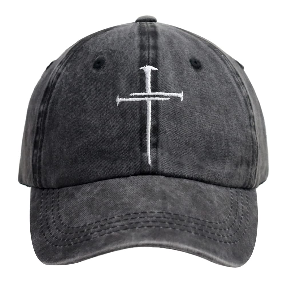 Christian Gifts for Women Men, Jesus Cross Hat, Distressed Wash Embroidered Adjustable Religious Baseball Cap, Gift for Christmas