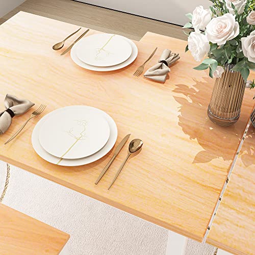 Recaceik 3 Piece Dining Table Set, Modern Bar Table Set w/ 2 Stools Kitchen Table Set for 2 Compact Design Kitchen Bar Table and Chairs for Dining Room, Living Room, Apartment, Small Space (Beige)
