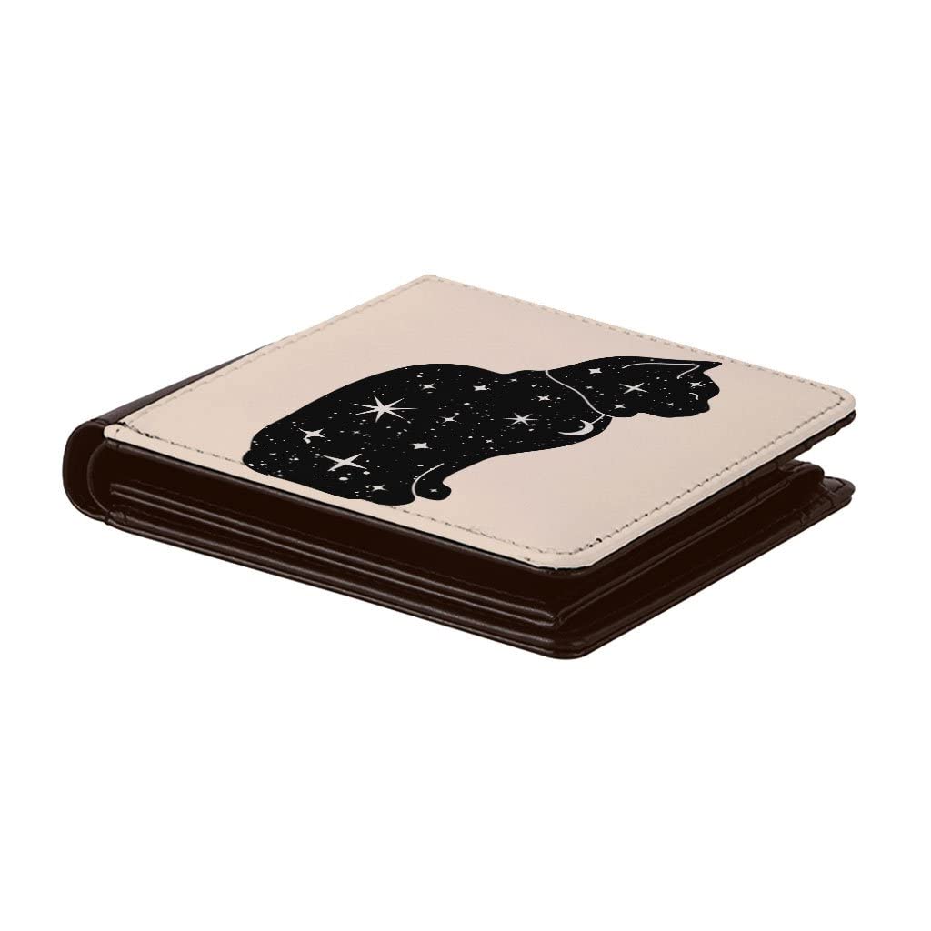 Celestial Animal Men's Wallet - Cat Design Wallet - Graphic Wallet (Brown)