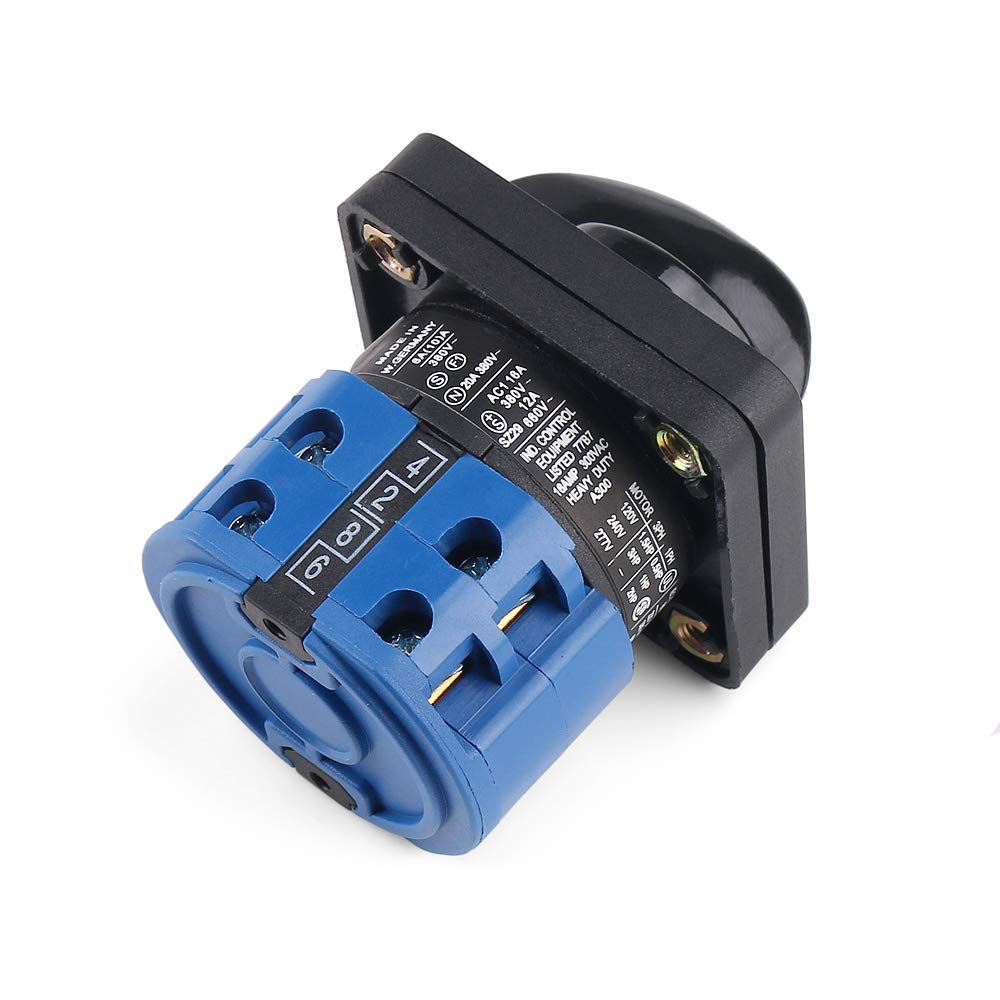 Cam Changeover Switch Rotary Select Switch AC 660V 20A 8 Terminals 5 Position Mounting Combination Switch with Installing Screws