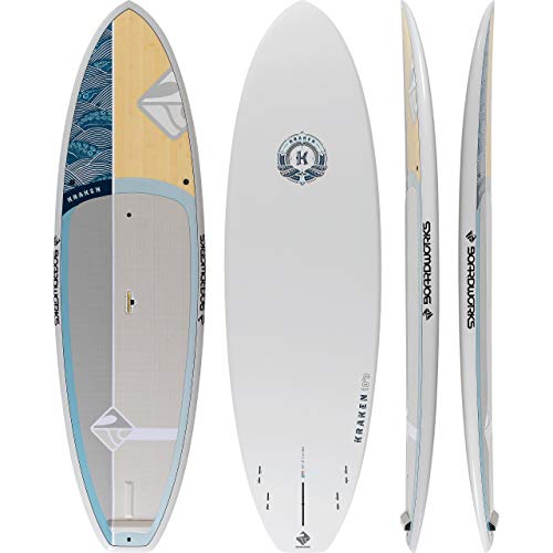 Boardworks Kraken | Surf and Fun Stand Up Paddleboard | EXP Veneer - Epoxy Hardboard | 10' 3", Bamboo/Grey/Ocean