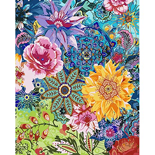 LWZAYS Flower Paint by Numbers, Paint by Numbers for Adults Kids Beginner, Adult Paint by Number DIY Without Frame Oil Painting 12X16 Inch