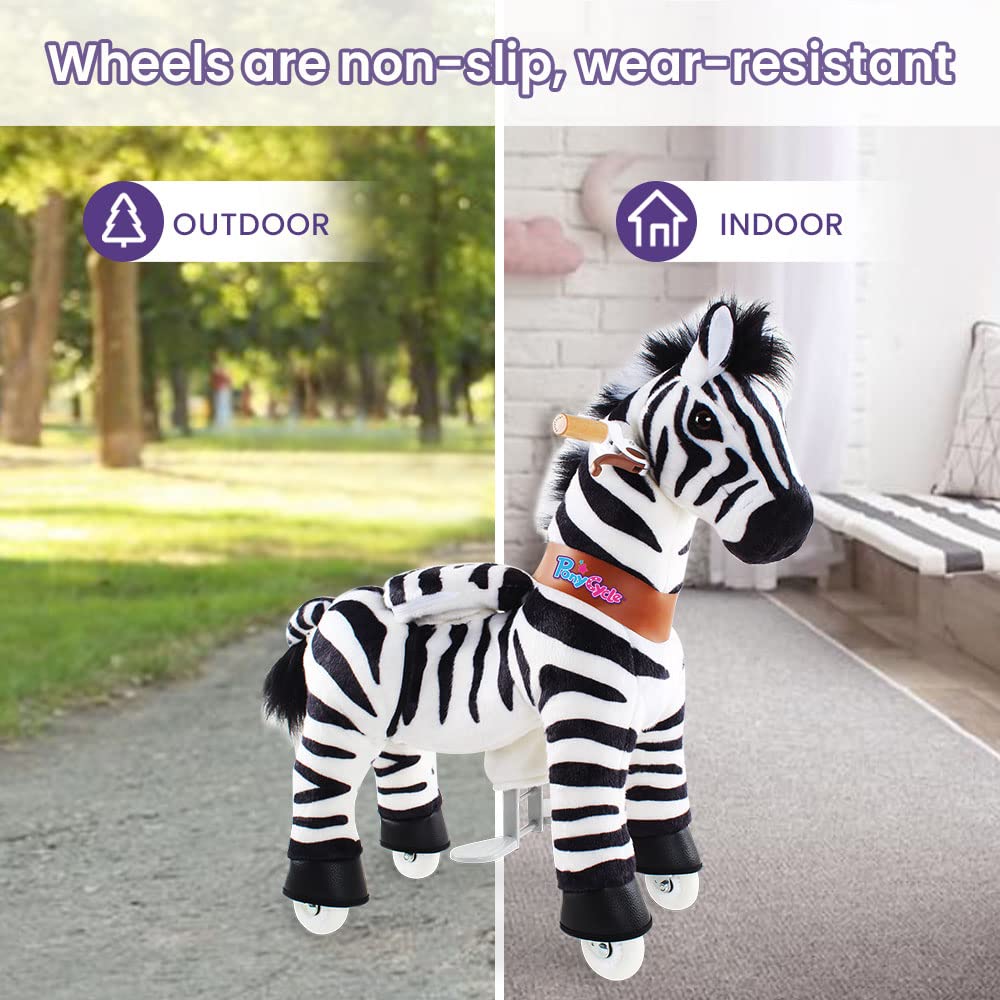 PonyCycle Official 2019 New U Series Ride on Horse Toy Plush Walking Animal Zebra Size 3 for Age 3-5 Ux368