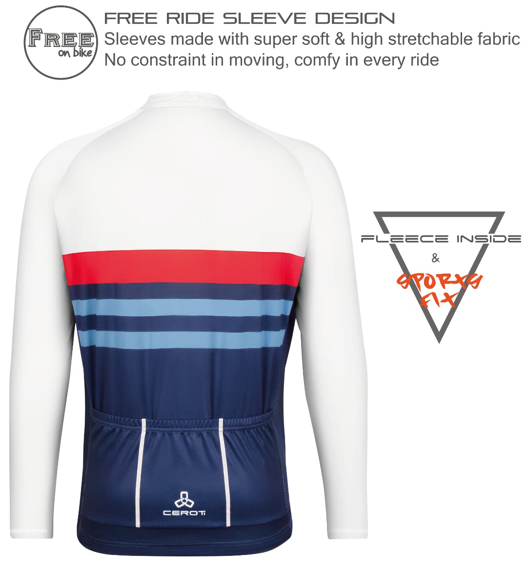 CEROTIPOLAR Club Fit Cycling Bike Jerseys Fleeced, Fall Winter Long Sleeve Bicycle Jackets