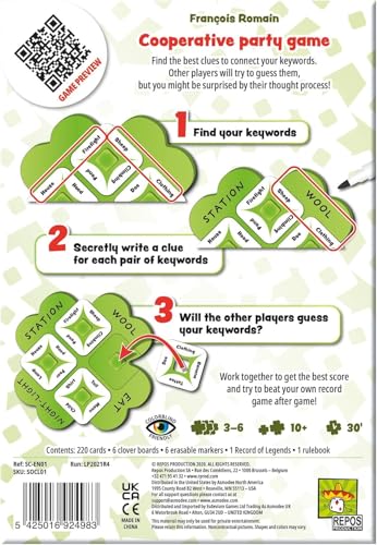 So Clover! Cooperative Word Association Board Game for Ages 10+, 3-6 Players, 30 Min Playtime by Repos Production