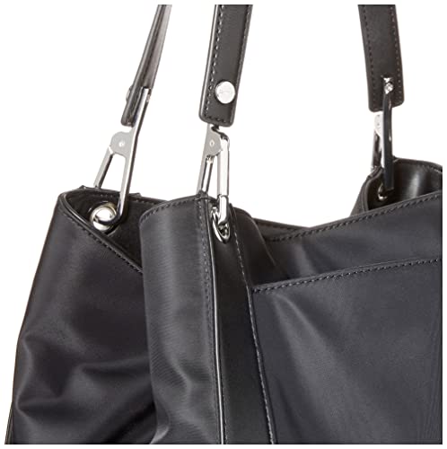 Calvin Klein Reyna Novelty Triple Compartment Shoulder Bag, Black/Silver Nylon