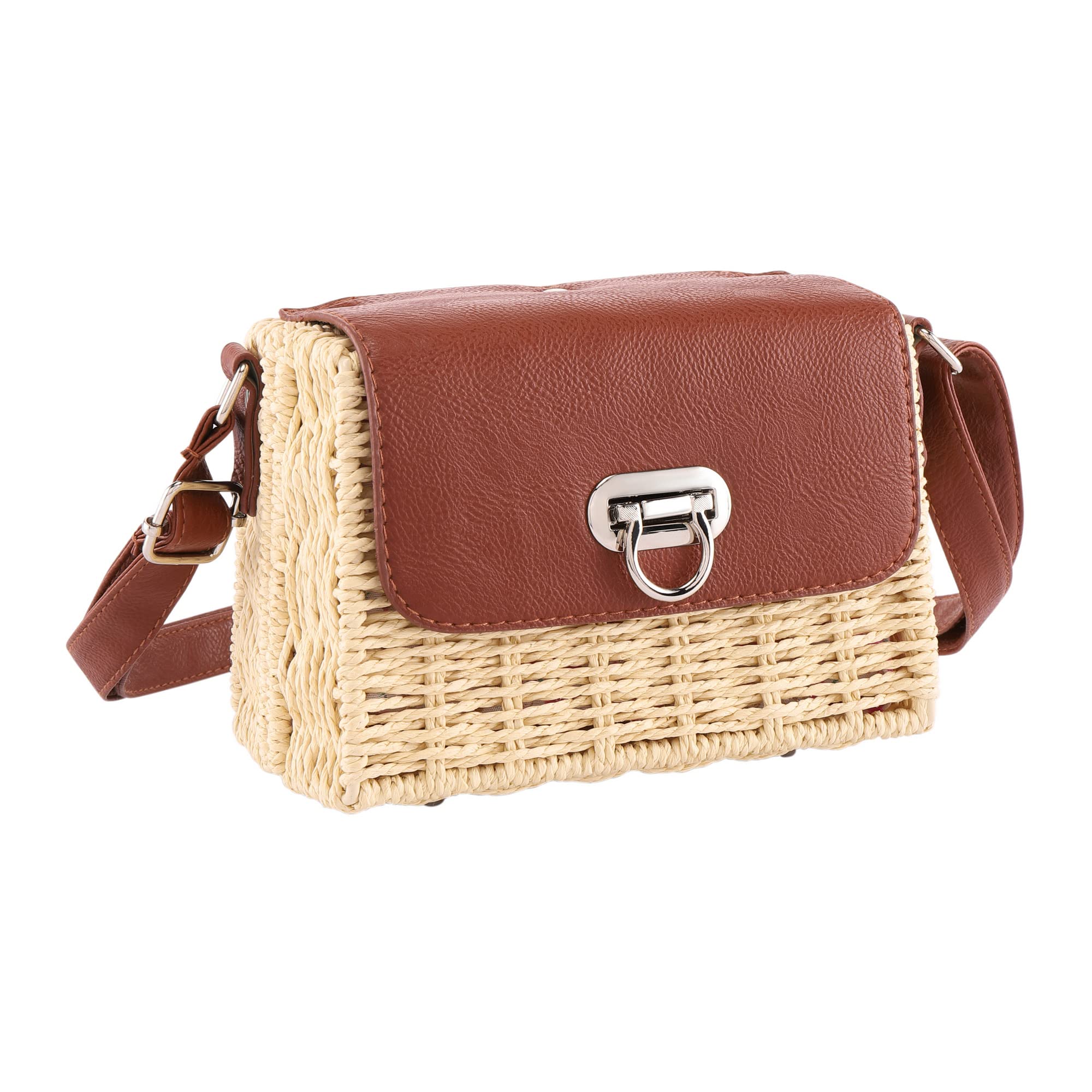 CHIC DIARY Summer Beach Straw Bag for Women Small Straw Crossbody Shoulder Handbag Handwoven Rattan Clutch Purse (A-Beige)