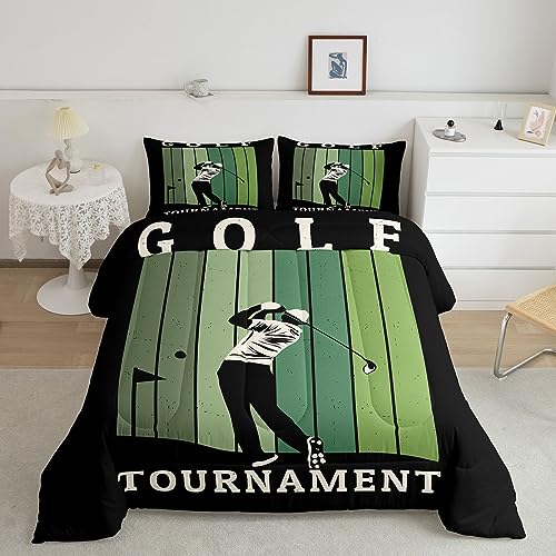Manfei Golf Ball Comforter Set Twin Size, Outerdoor Sports Theme Bedding Set 2pcs for Kids Boys Teens Room Decor, Fashion Ball Gaming Quilt Set Soft Polyester Duvet Set with 1 Pillowcase