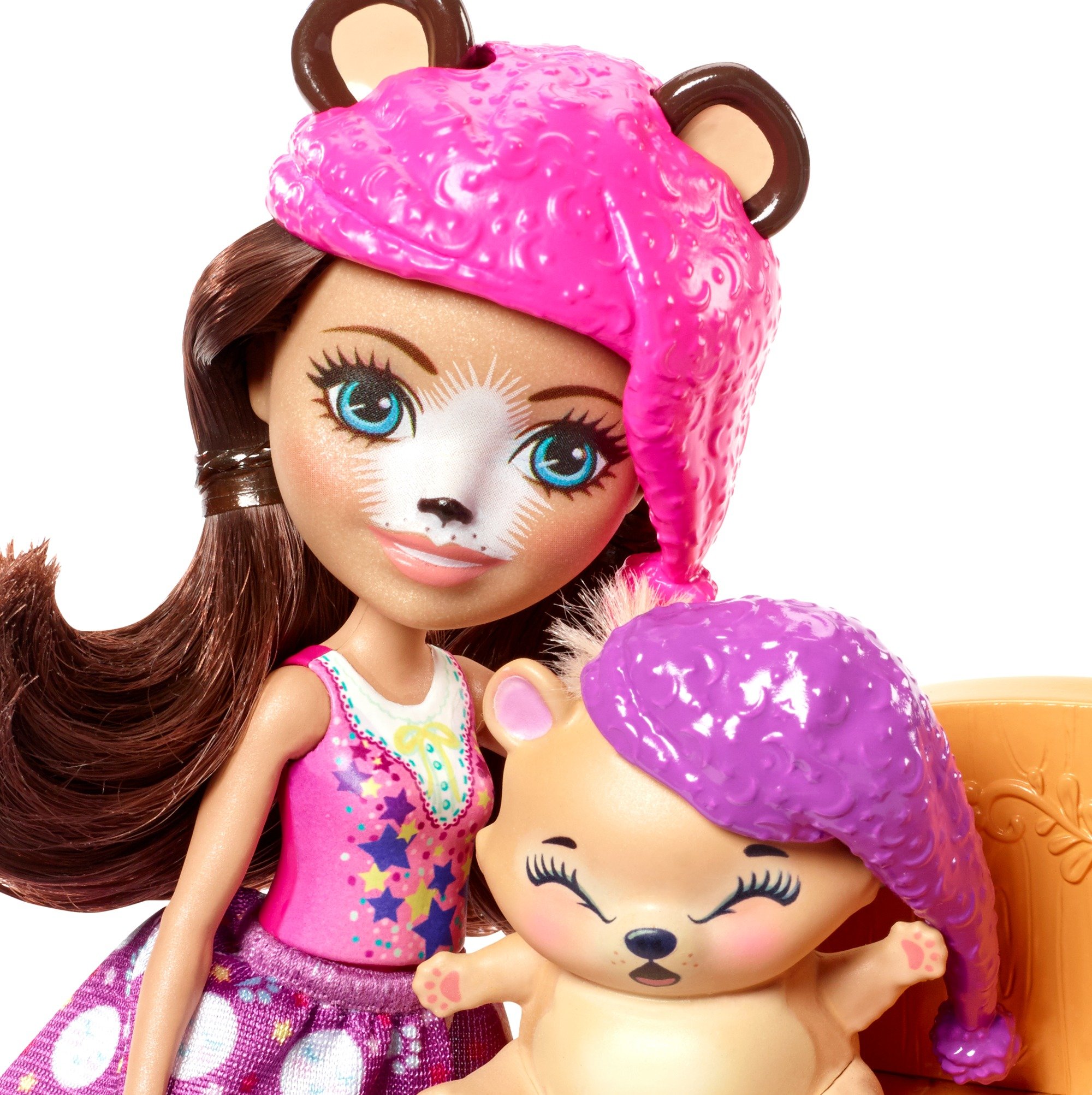 Mattel Enchantimals Sleepover Bedroom Playset β Bren Bear doll (6-in) and Snore Animal Figure