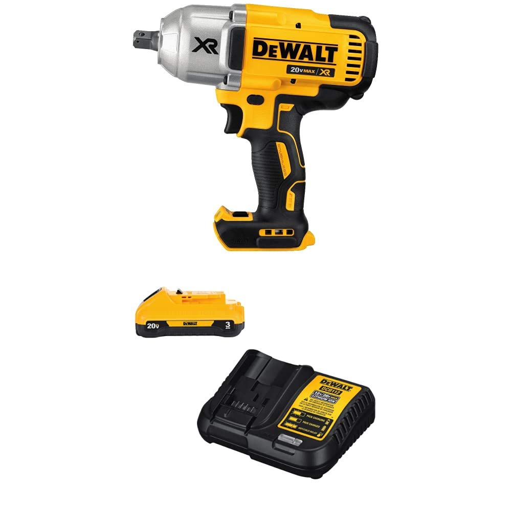 DEWALT DCF899B 20v MAX* XR Brushless High Torque 1/2" Impact Wrench with Detent Anvil (Tool Only) with DCB230C 20V Battery Pack