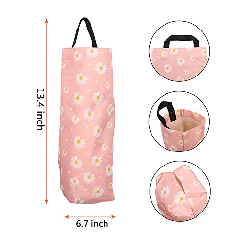 Plastic Bag Holder, KRGMNHR 2 Pack of Waterproof Wall Mount Grocery Bag Dispenser Garbage Bag Organizer Plastic Bag Holder and Dispenser (Pink)