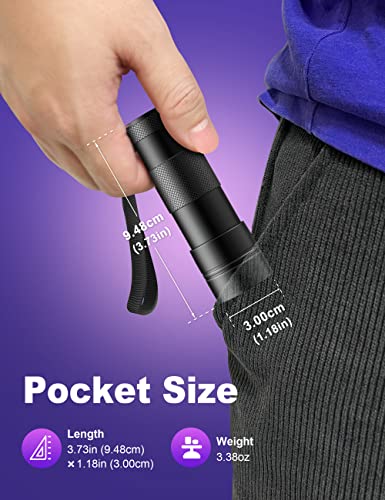 Fulighture Black Light Flashlight Mini, Small UV Black Light for Pet, Urine Detection for Dog Cat, Portable Ultraviolet Blacklight Flashlights 395nm, Resin Curing, Bed Bug, AAA Batteries Included