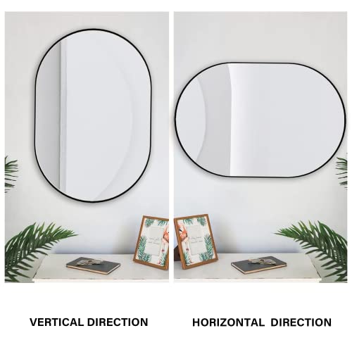 Manocorro Oval Wall Mirror, 20" x 30", Black Oval Bathroom Mirror, Large Wall Mounted Mirror w/Metal Frame, Vertical & Horizontal, Prefect for Entryway, Bedroom, Fireplace (20''x30'', Black)