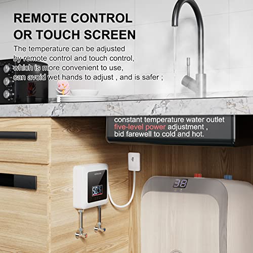 KENUOS 5500W 110V Electric Tankless Constant Temperature Instant Hot Water Heater with Remote Control, Digital Display ,On Demand Hot Water for Home Kitchen Indoor