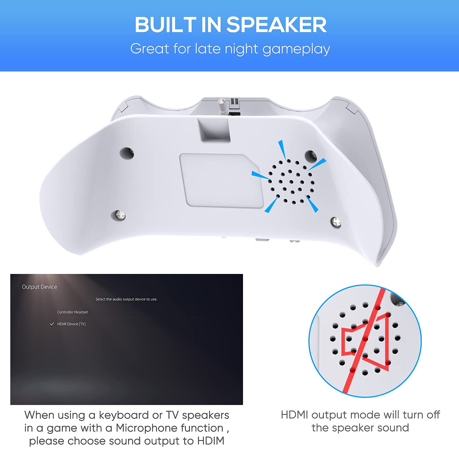 Controller Keyboard for PS5, Wireless Qwerty Keyboard Bluetooth 3.0 Mini Rechargeable Keypad Chatpad with Built-in Speakers, Live Chat 3.5mm Audio Jack for Playstation 5 Dualsense Controller