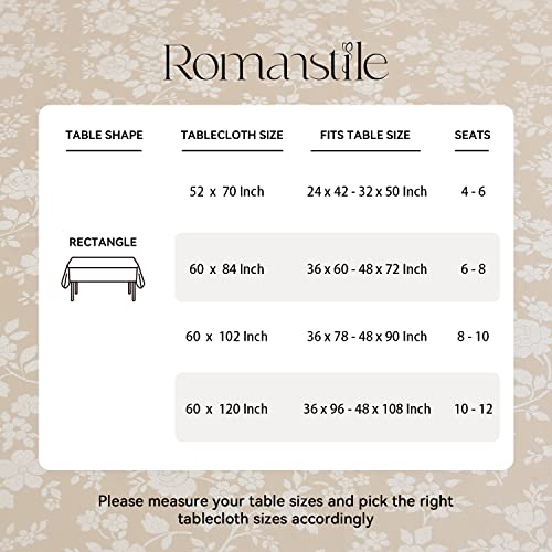 Romanstile Rectangle Vinyl Tablecloth,100% Waterproof Heavy Duty Oil Spill Proof Stain Resistant Plastic PU Table Cover with Flannel Backing for Kitchen/Dining/Parties(Rose Beige, 60 x 84